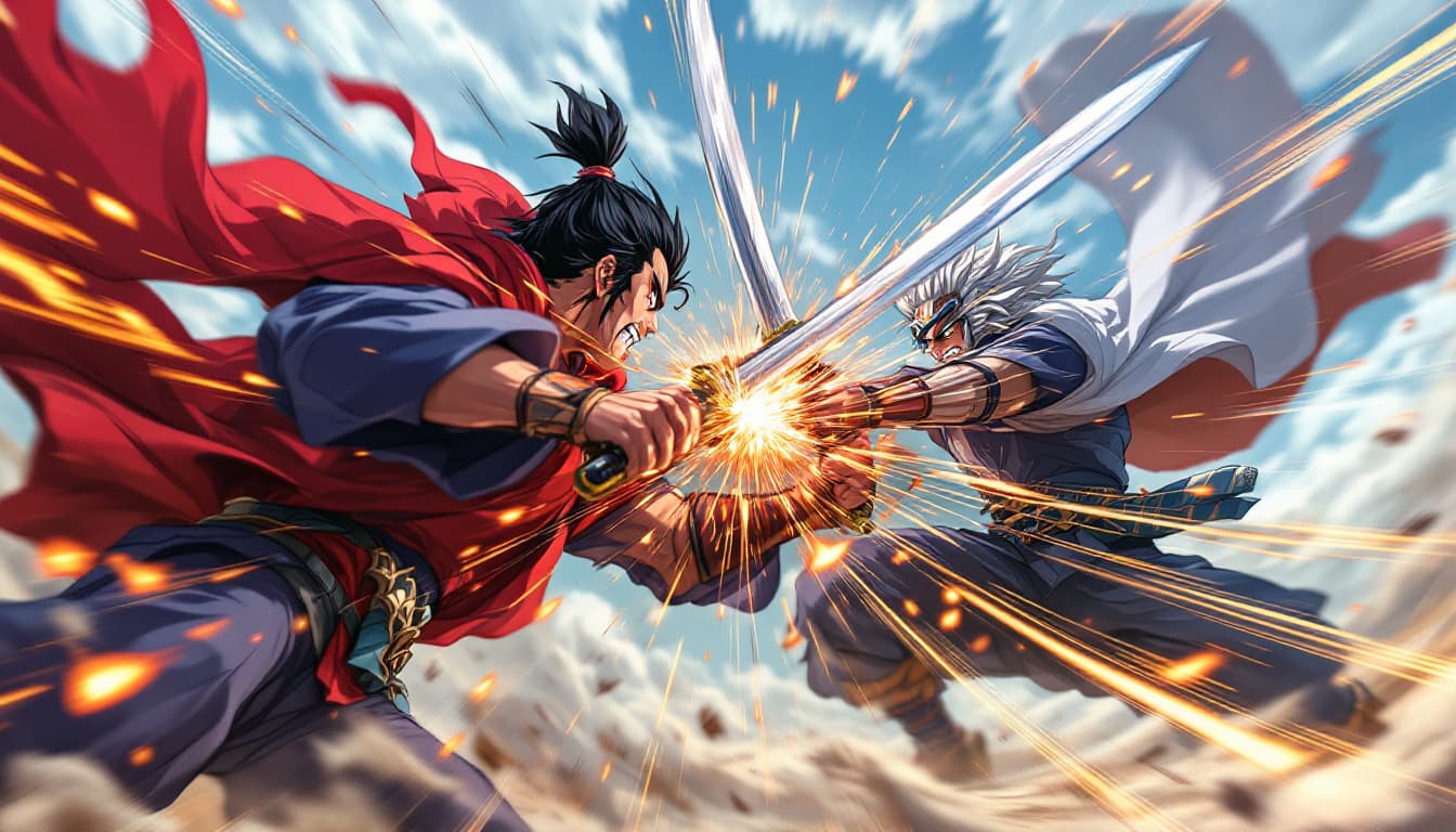 Best two samurais clashing swords Prompts | PromptHero