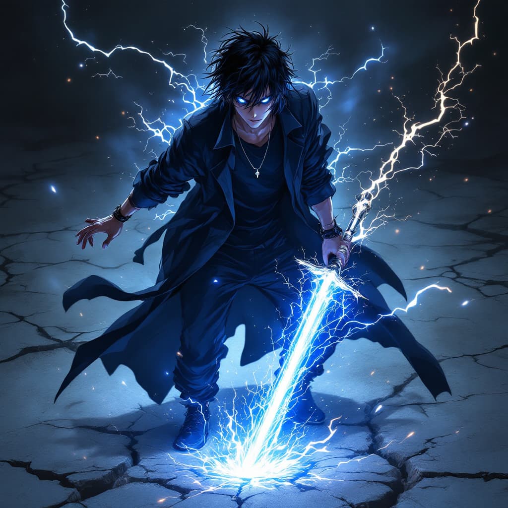 Best gripping a large glowing energy sword embedded in the ground ...
