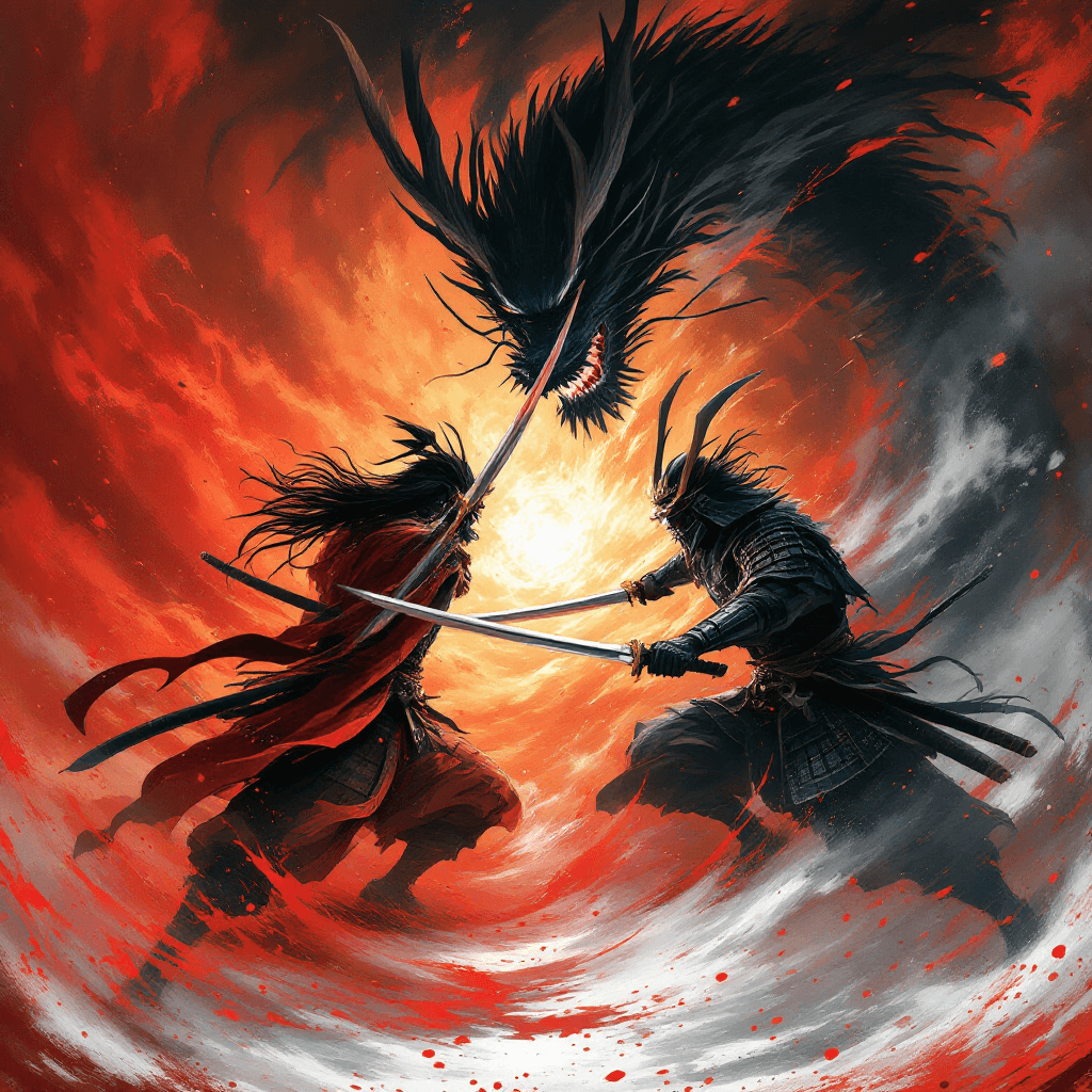 Best two samurais clashing swords Prompts | PromptHero