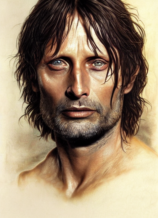 Stable Diffusion prompt: Mads Mikkelsen as Aragorn by - PromptHero