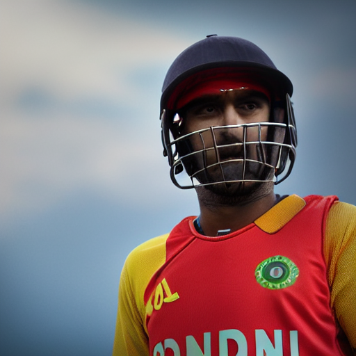 Stable Diffusion prompt: front shot of (dhoni) with bet - PromptHero