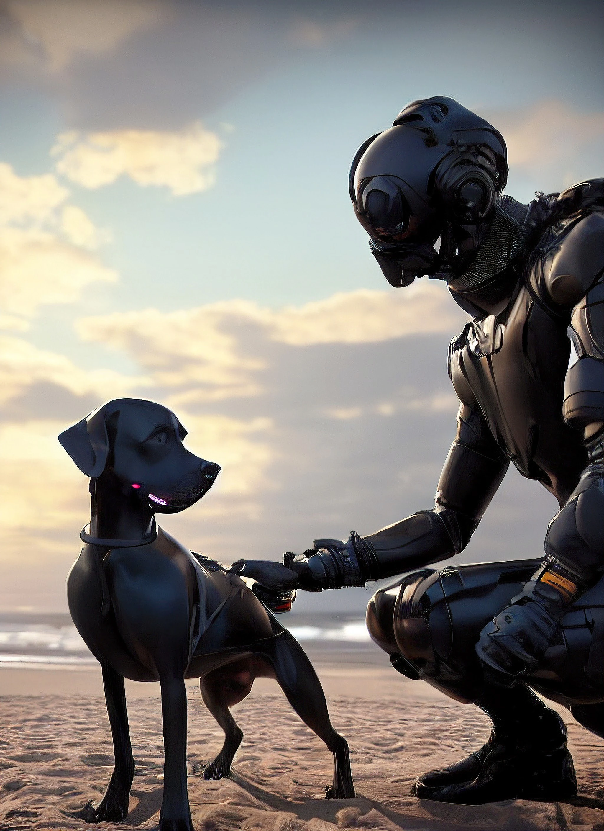 Stable Diffusion prompt: nousr robot (petting a dog:1.0), - PromptHero
